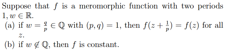 Solved Suppose that f is a meromorphic function with two | Chegg.com