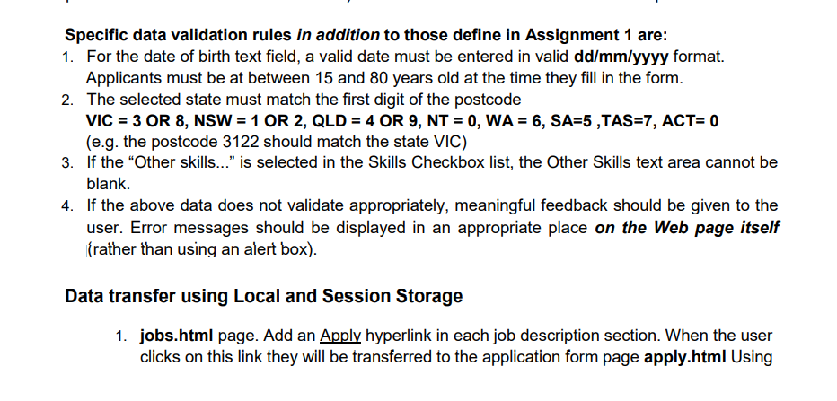 Solved Specific data validation rules in addition to those | Chegg.com