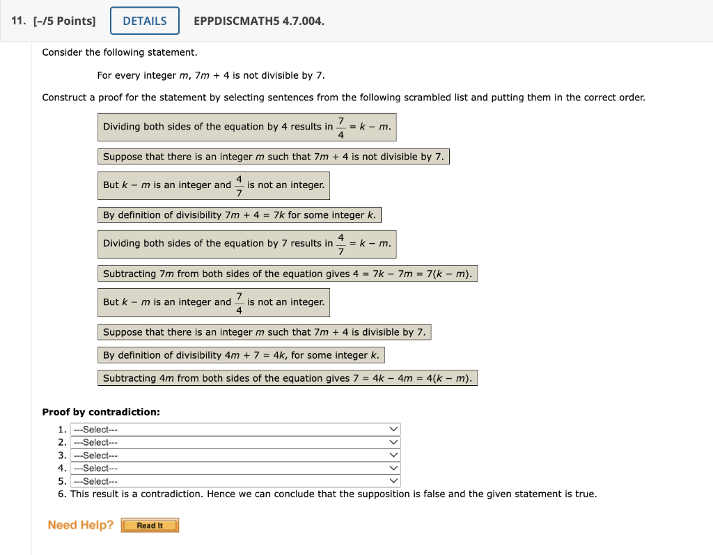 Solved 11. [-15 Points) DETAILS EPPDISCMATH5 4.7.004. | Chegg.com