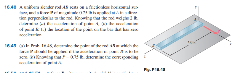 Solved 16.48 A uniform slender rod AB rests on a | Chegg.com