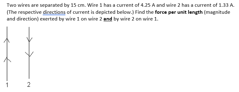 Solved Two wires are separated by 15 cm. Wire 1 has a | Chegg.com