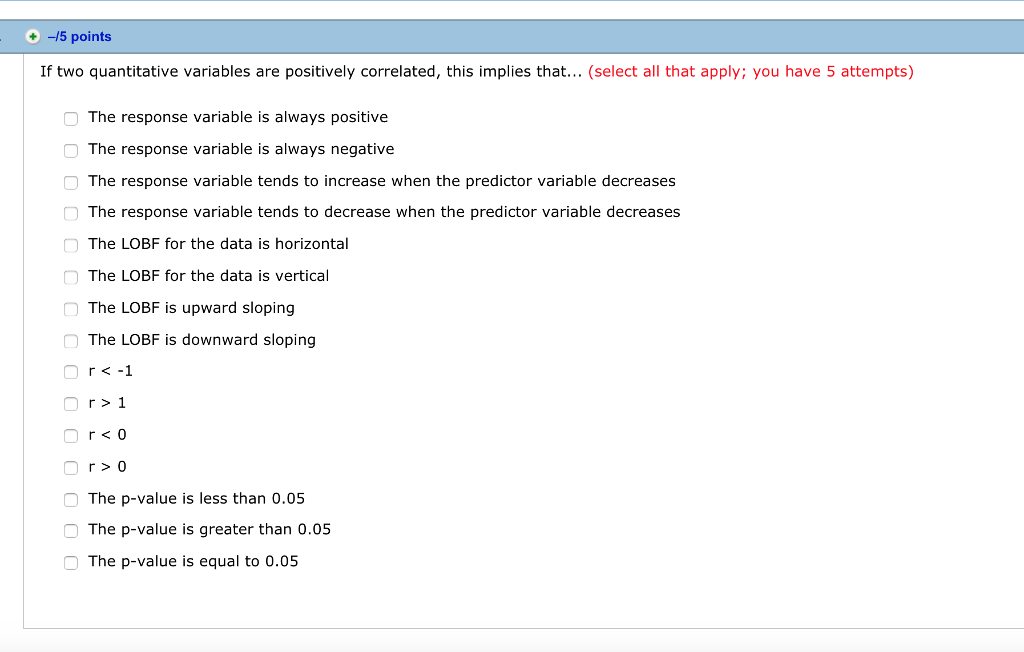 Solved -45 points If two quantitative variables are | Chegg.com