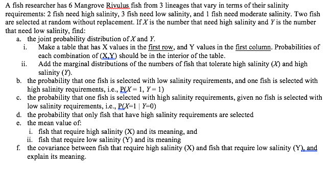 Solved A fish researcher has 6 Mangrove Rivulus fish from 3 | Chegg.com