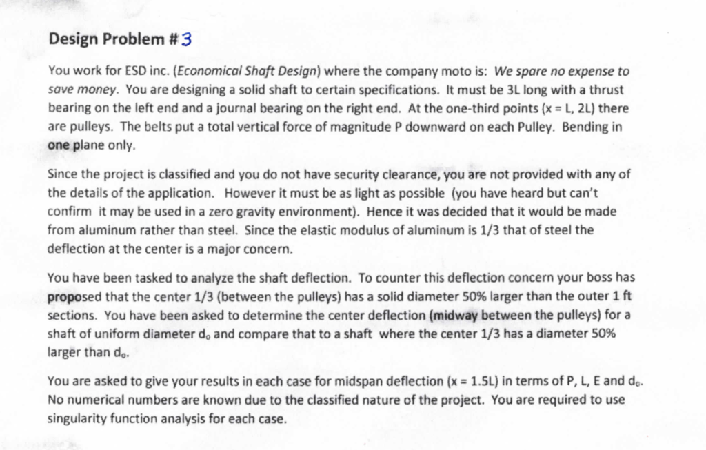 Solved Design Problem #3 You work for ESD inc. (Economical | Chegg.com