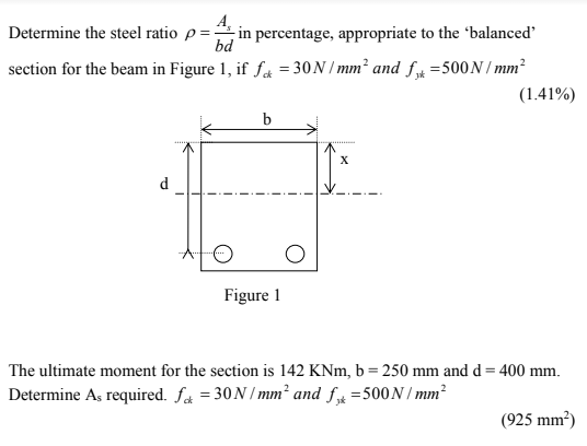 Solved A Determine the steel ratio p= in percentage, | Chegg.com