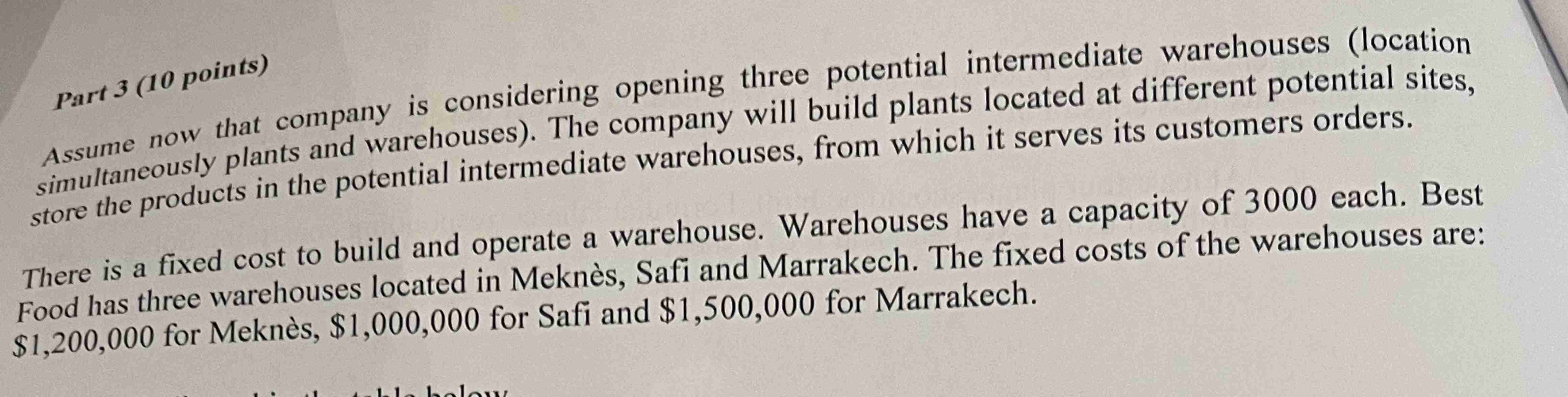 Solved part 3 (10 ﻿points)Assume now that company is | Chegg.com