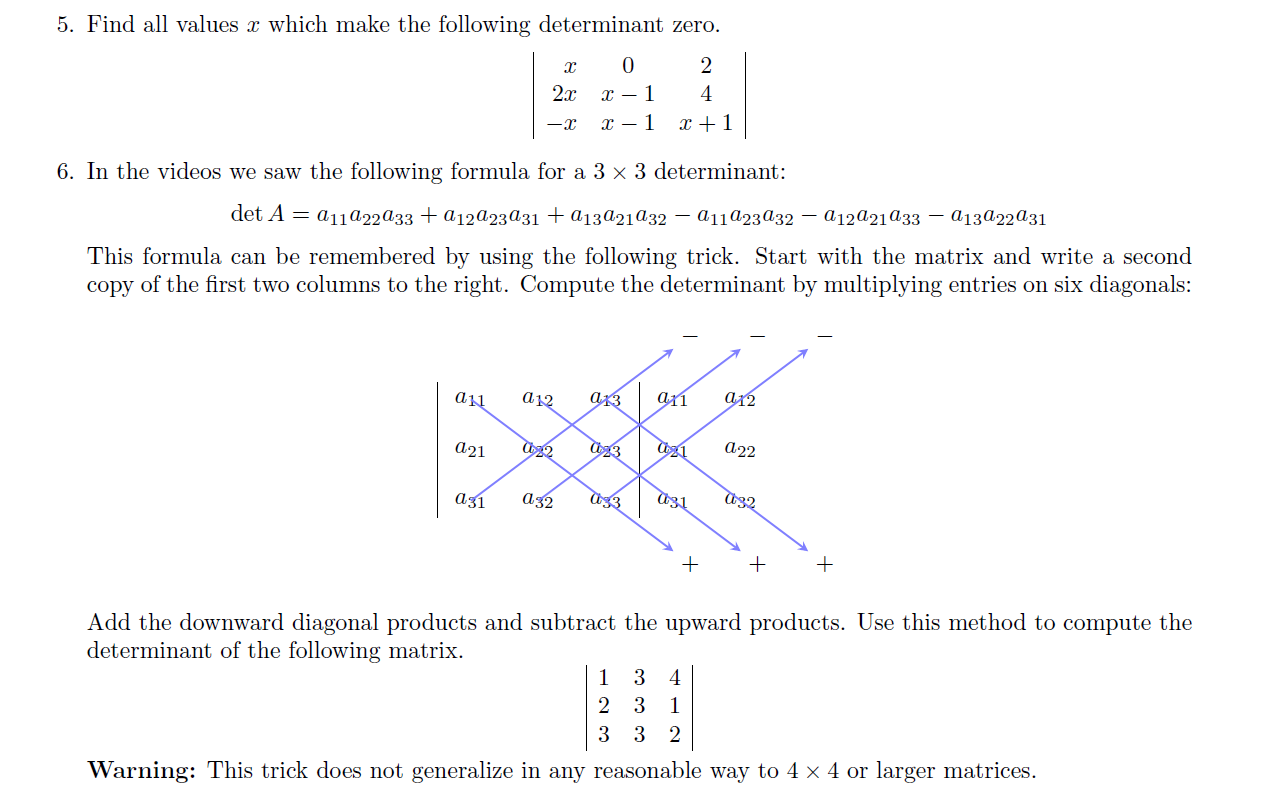 Solved 1. Compute the following determinants by cofactor | Chegg.com