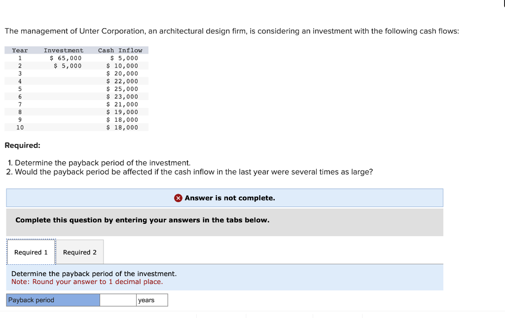 Solved Required: 1. Determine the payback period of the | Chegg.com