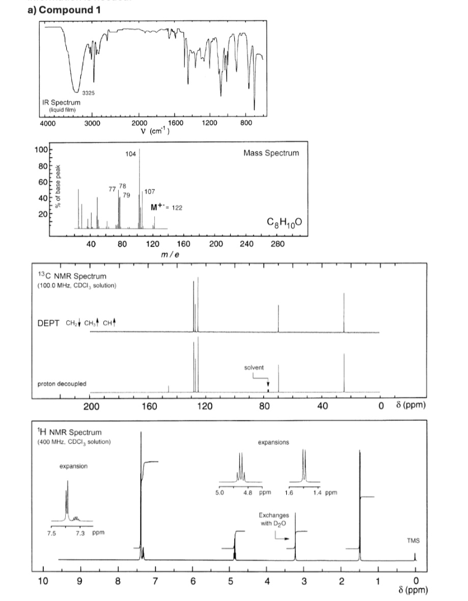 Solved 3 5. ﻿Using the spectral data provided determine the | Chegg.com