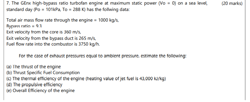 Solved 7. The GEnx high-bypass ratio turbofan engine at | Chegg.com