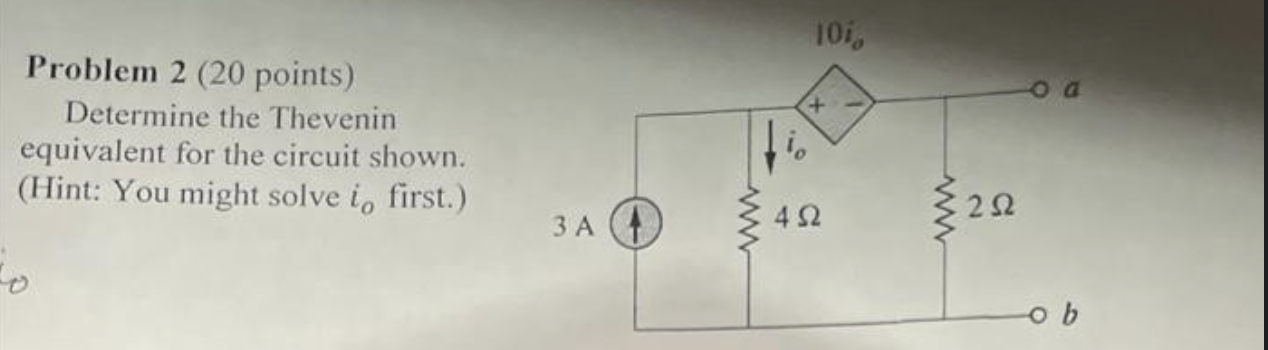 Solved Problem 2 (20 points) Determine the Thevenin | Chegg.com