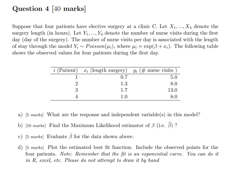 Question 4 [40 marks] Suppose that four patients have | Chegg.com