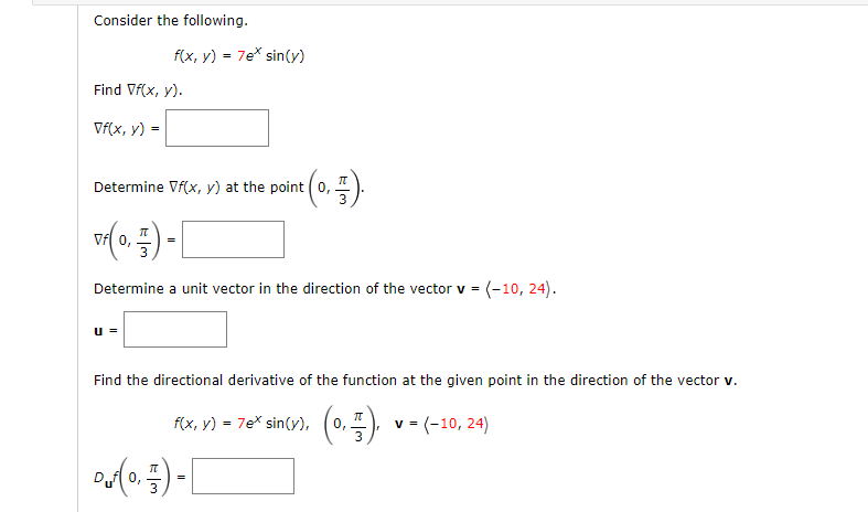 Solved Consider the following.f(x,y)=7exsin(y)Find | Chegg.com