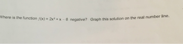 Solved Where is the function f(x) = 2x^2 + x - 6 negative? | Chegg.com