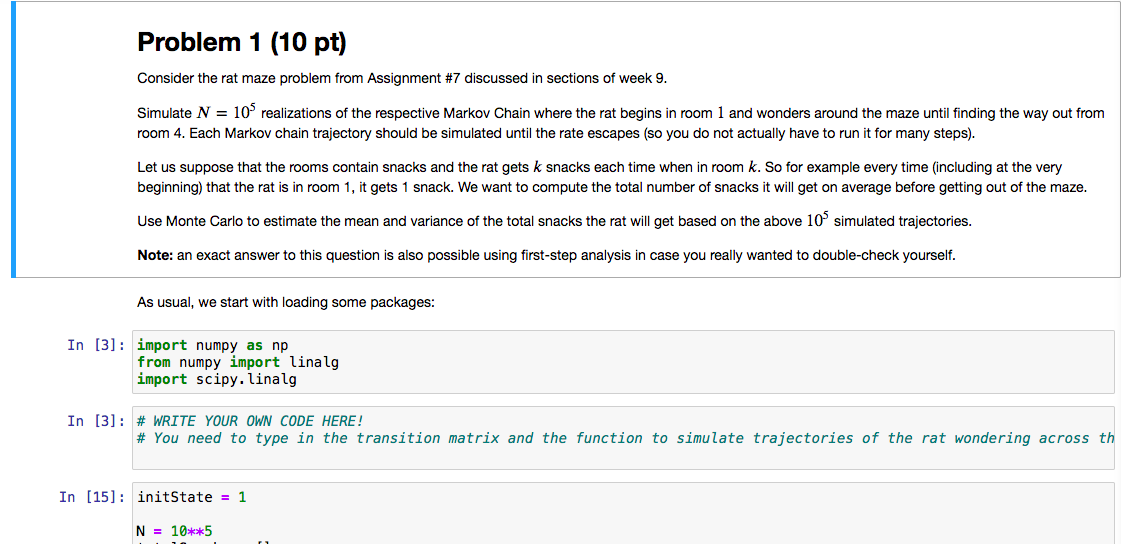 Problem 1 (10 pt) Consider the rat maze problem from | Chegg.com