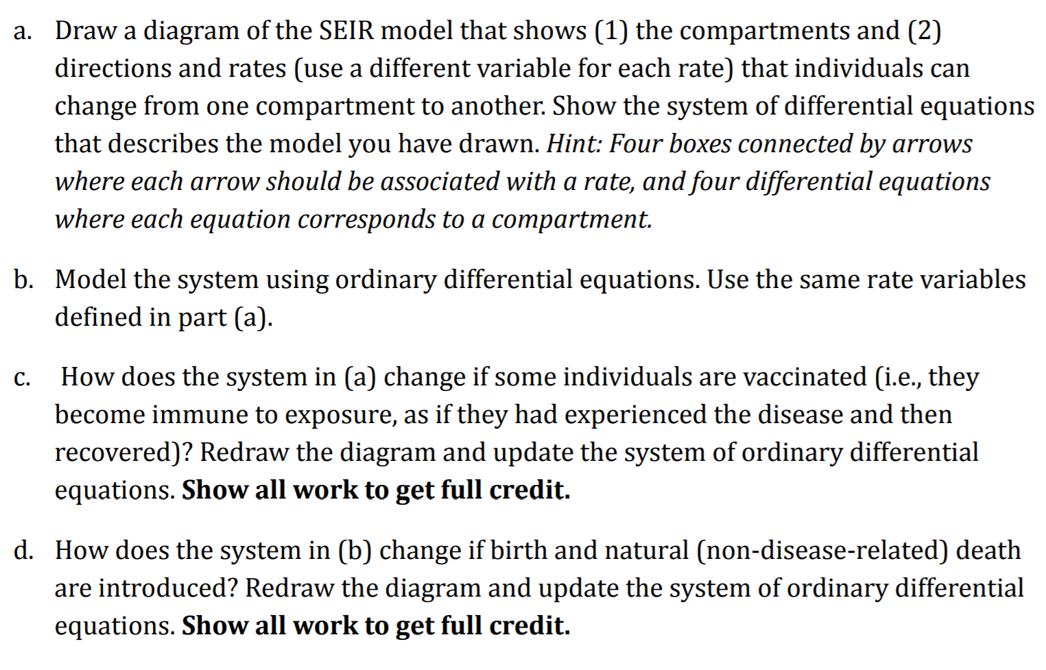 Solved The SEIR model is a compartmental model for tracking | Chegg.com