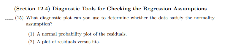 Solved (Section 12.4) Diagnostic Tools for Checking the | Chegg.com