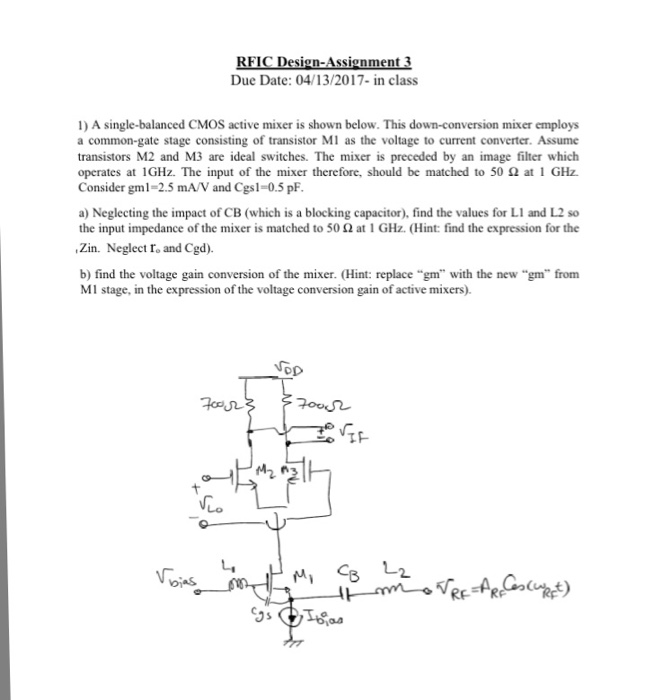 A single-balanced CMOS active mixer is shown below. | Chegg.com