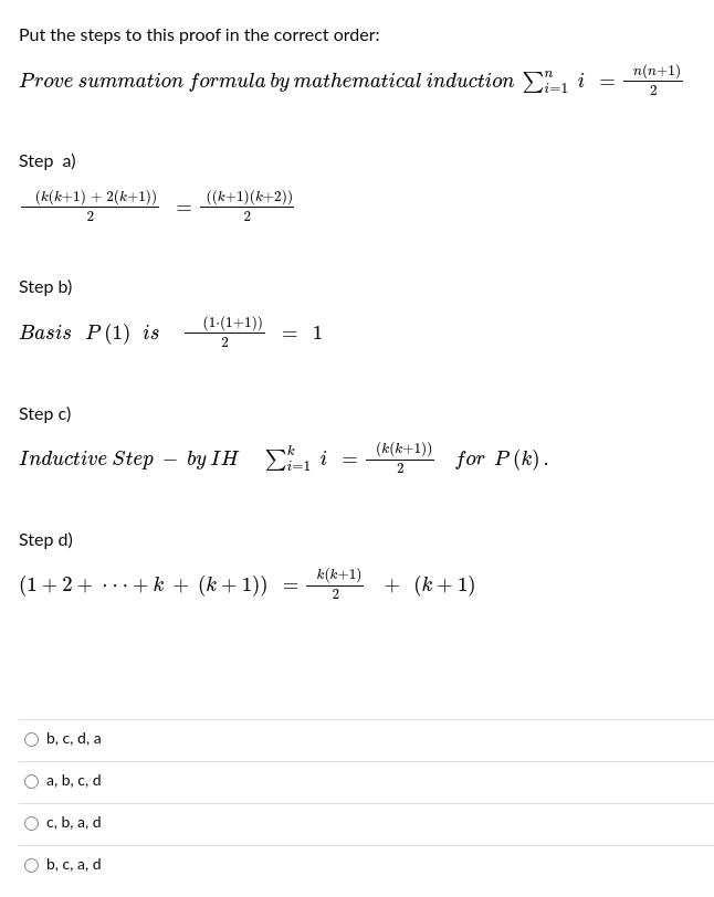 Solved Put the steps to this proof in the correct order: | Chegg.com