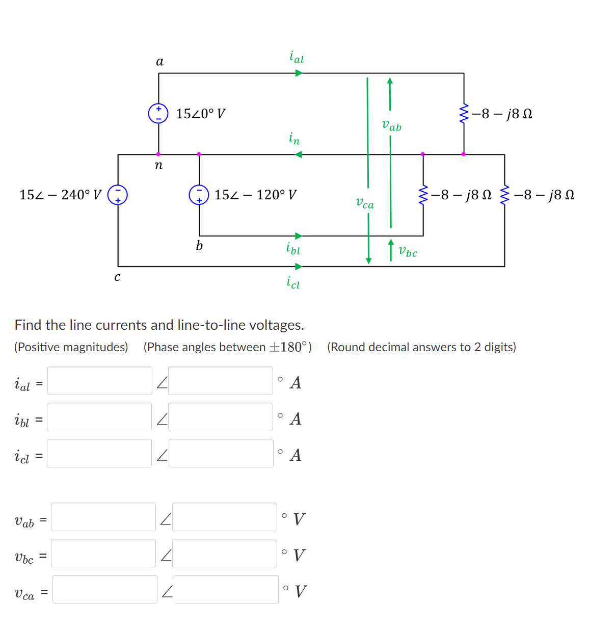 Solved Find the line currents and line-to-line | Chegg.com