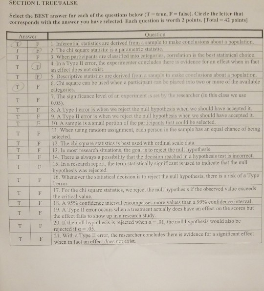 Solved SECTION . DESCRIPTIVE STATISTICS problems, place your | Chegg.com
