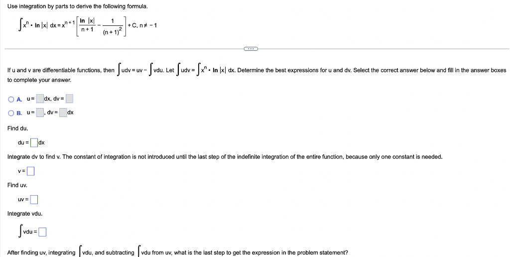 Solved Use integration by parts to derive the following | Chegg.com
