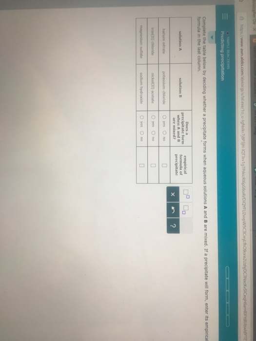 Solved a precipitate forms when aqueous solutions A and B | Chegg.com