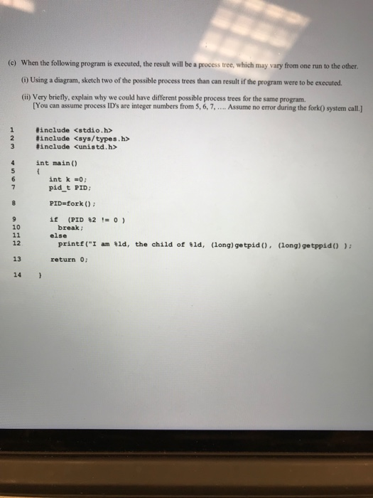 Solved (c) When the following program is executed, the | Chegg.com