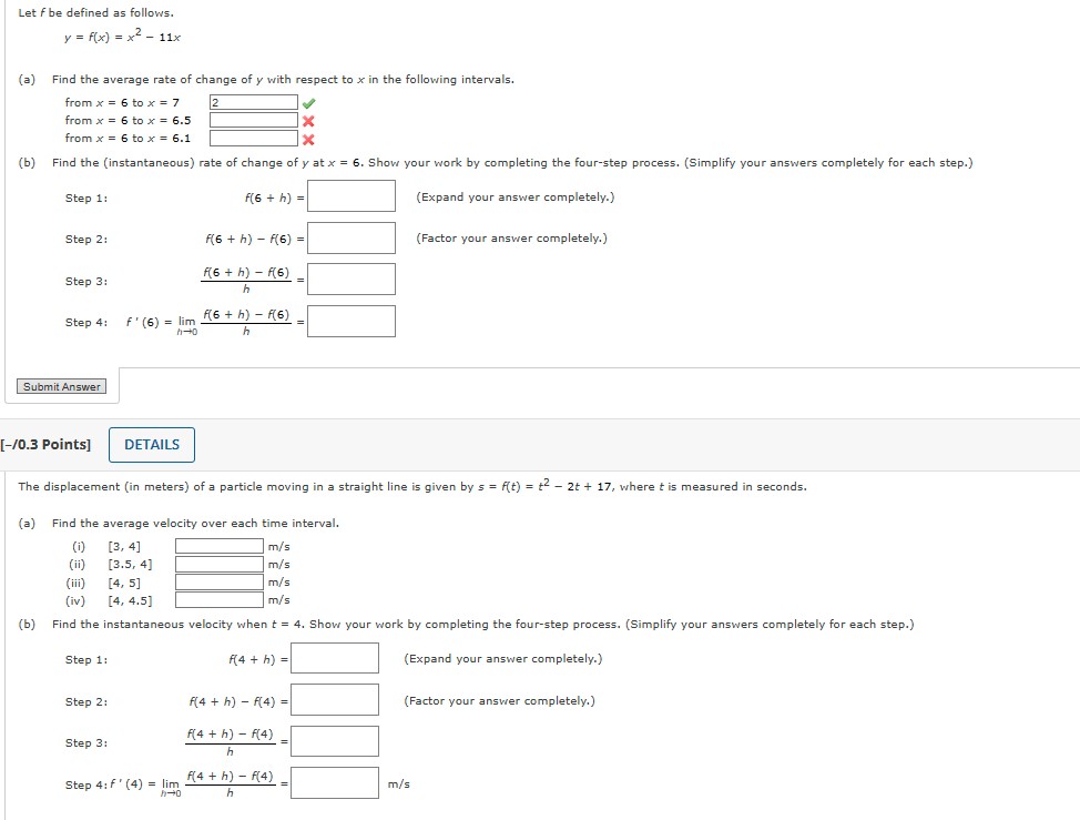Solved Let f be defined as follows. y=f(x)=x2−11x (a) Find | Chegg.com