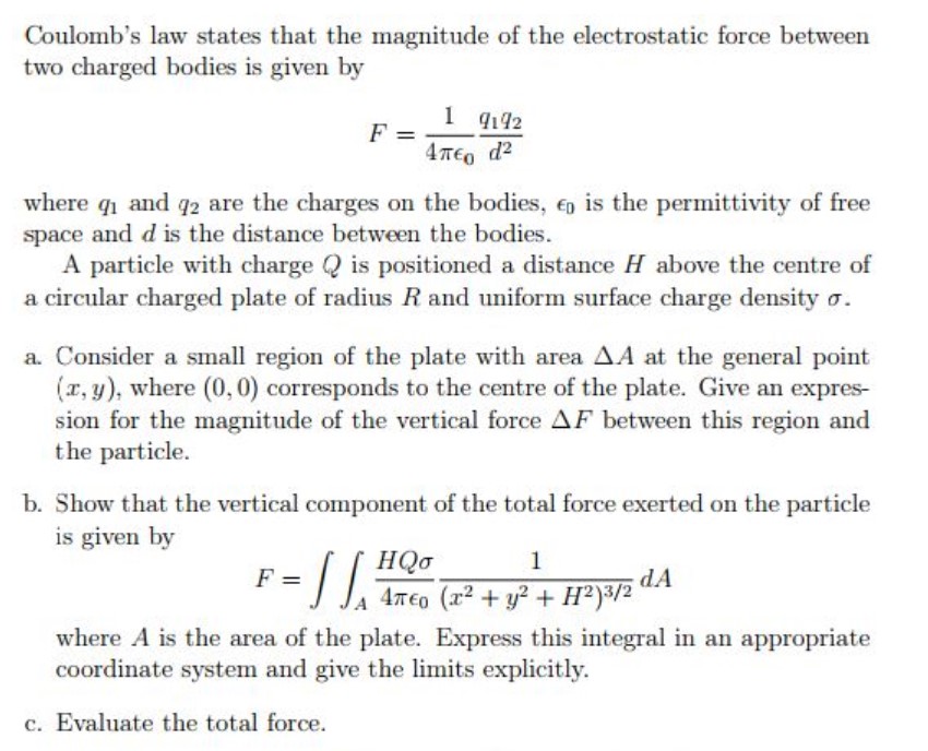 Solved Coulomb's law states that the magnitude of the | Chegg.com