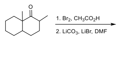Solved 1. Br2, CH3CO2H 2. LICO3, LiBr, DMF | Chegg.com
