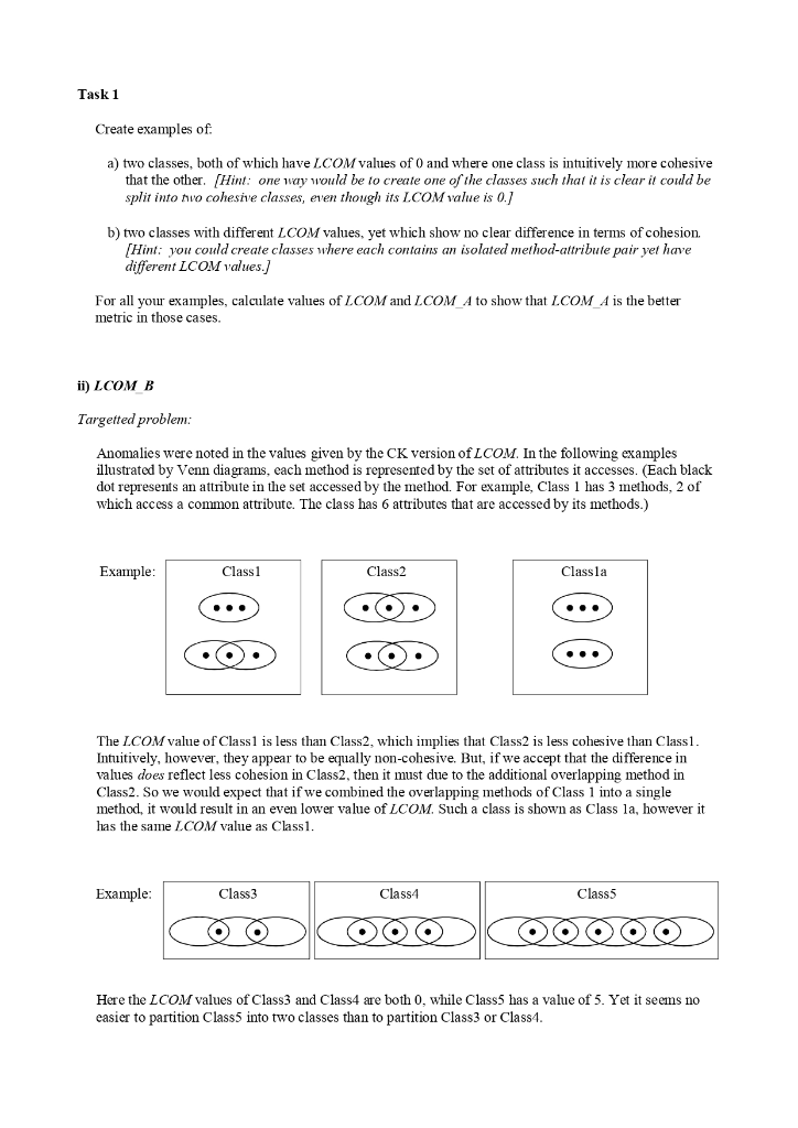 Q Redefining the LCOM metric. This question explores | Chegg.com