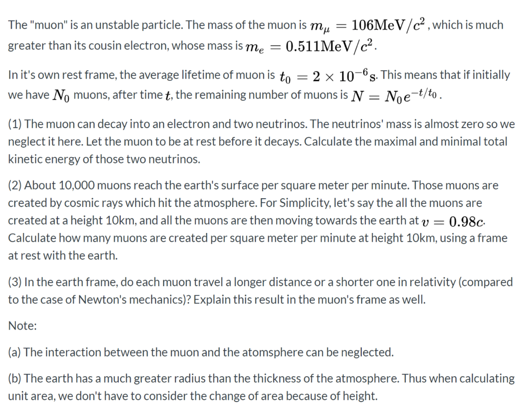 The "muon" is an unstable particle. The mass of the | Chegg.com