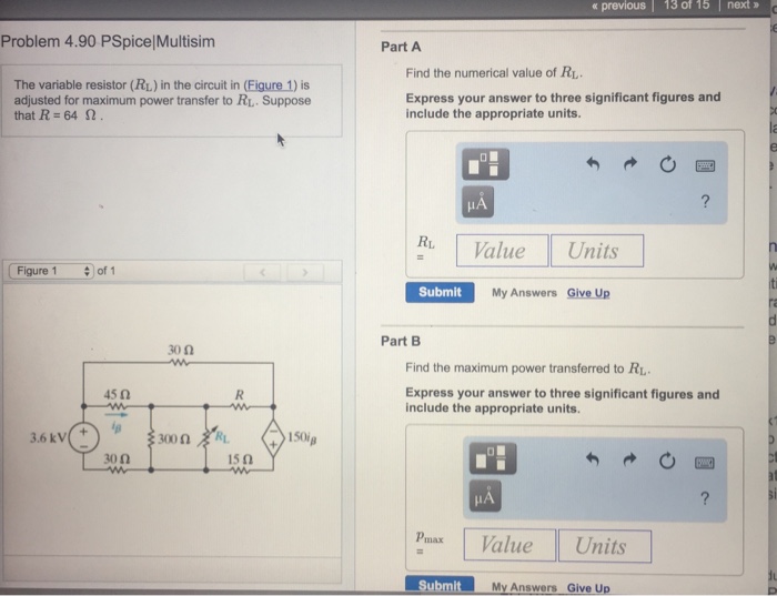 Solved « previous 13 of 15 next Problem 4.90 PSpice Multisim | Chegg.com