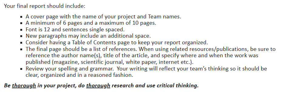 Solved Your final report should include: - A cover page with | Chegg.com