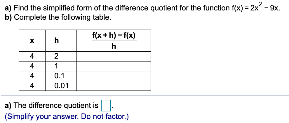 Solved a) Find the simplified form of the difference | Chegg.com