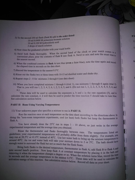 KINETICS: THE CLOCK REACTION In this experiment you | Chegg.com