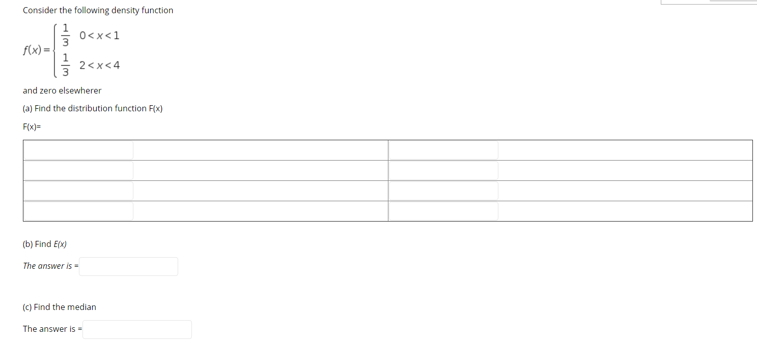 Solved Consider the following density function 1 0 | Chegg.com