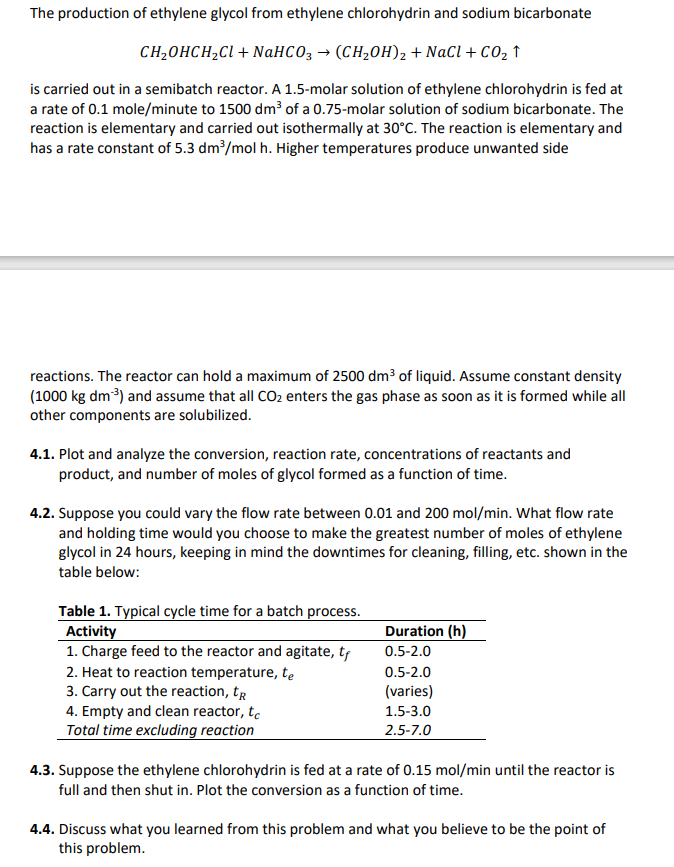 Solved The production of ethylene glycol from ethylene | Chegg.com