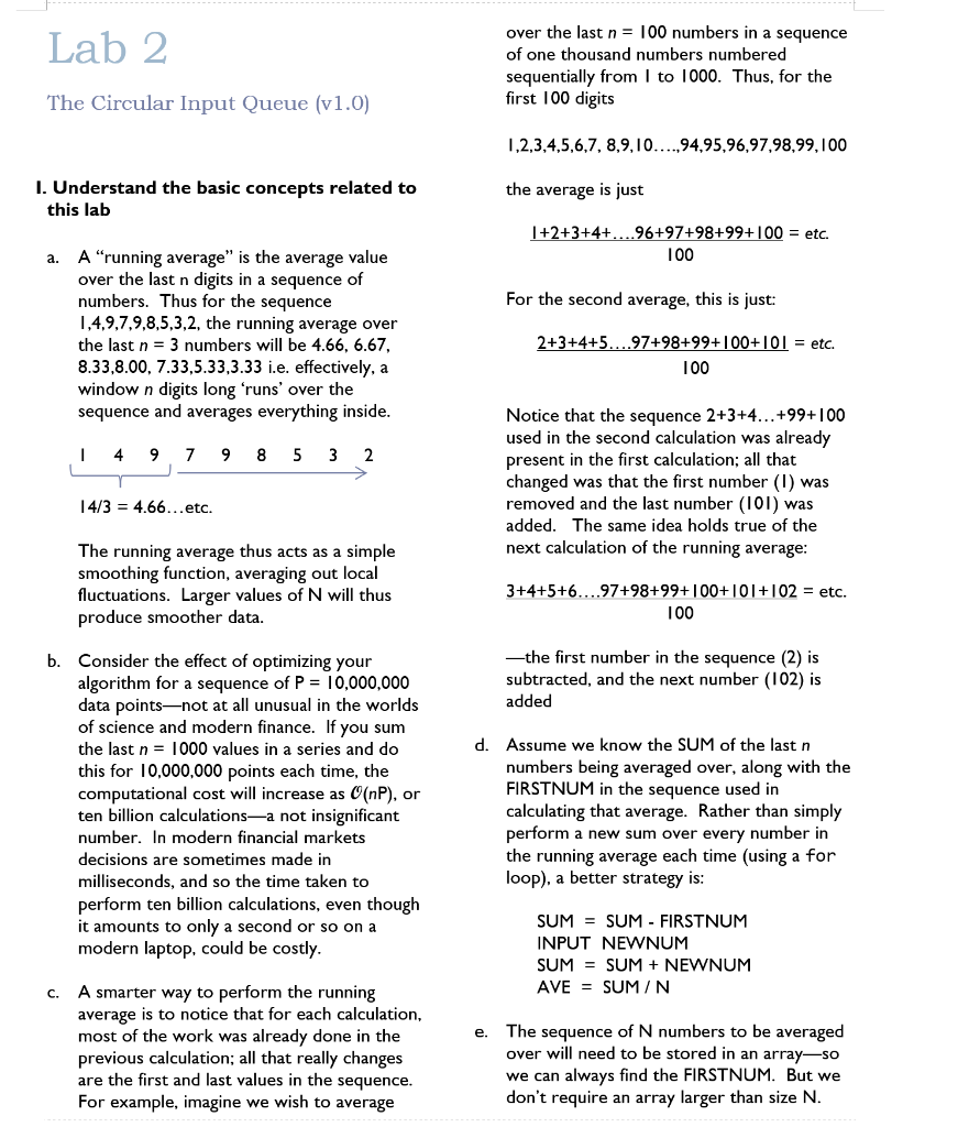 Solved Lab 2 The Circular Input Queue (v1.0) I. Understand | Chegg.com