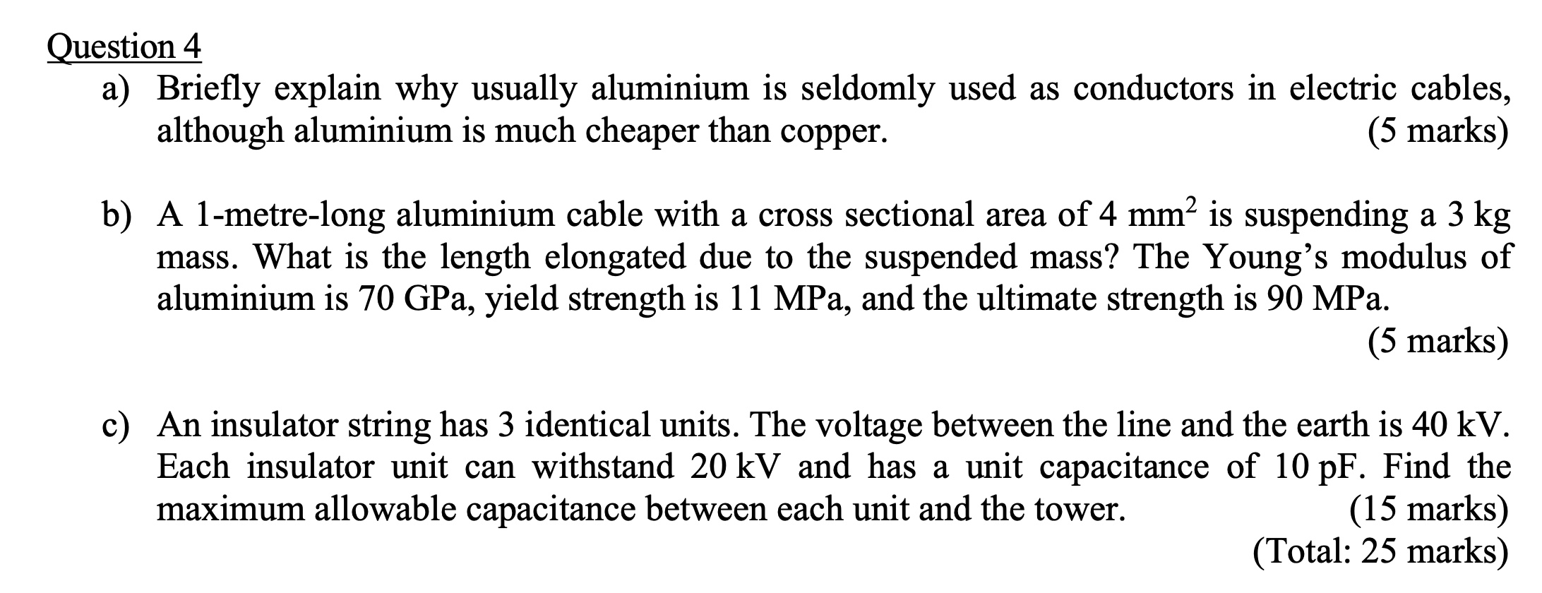 Solved An insulator string has 3 identical units. The | Chegg.com