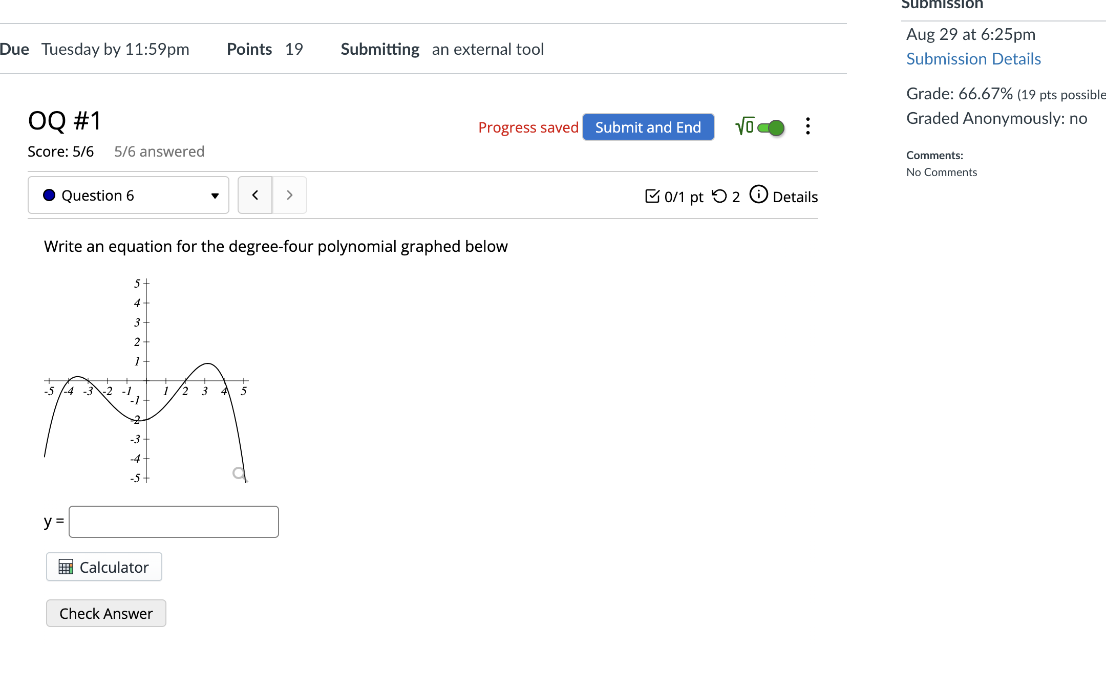 Solved Write an equation for the degree-four polynomial | Chegg.com