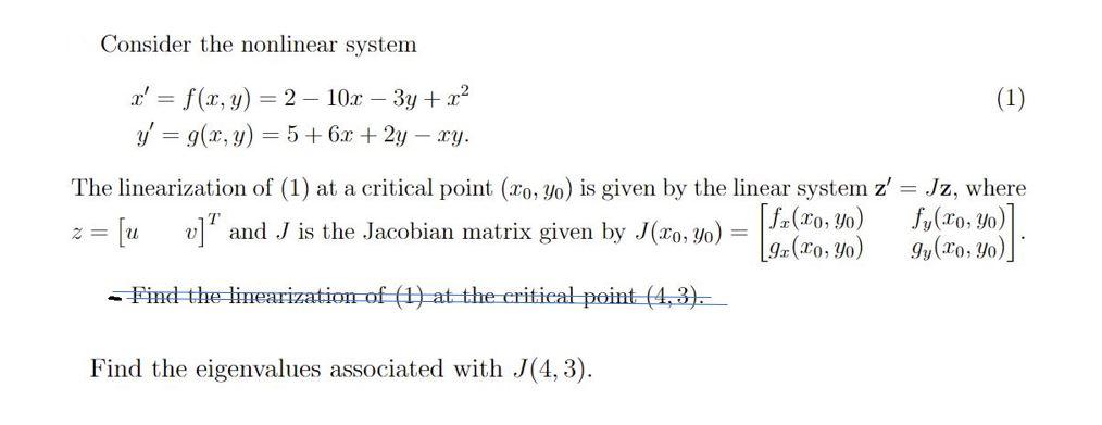 Solved Consider the nonlinear system | Chegg.com