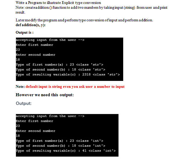 Solved Write a Program to illustrate Explicit type | Chegg.com