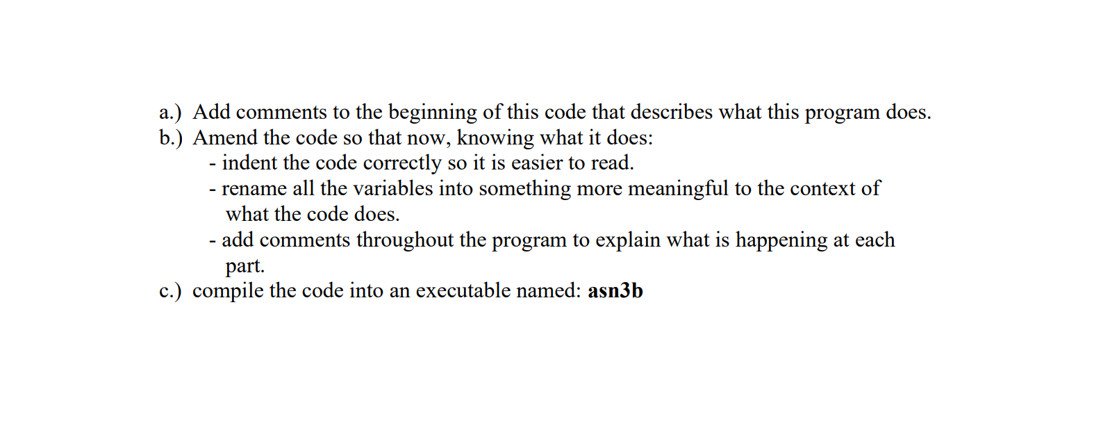 Solved Project 2: Code Tracing. [20 marks] Using vi, create | Chegg.com