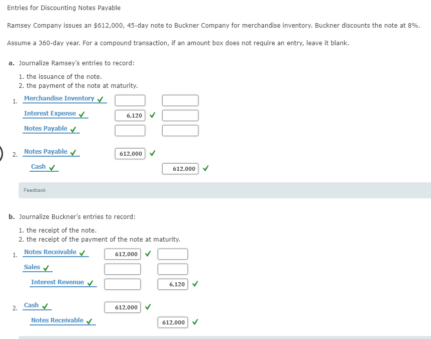 Solved Entries for Discounting Notes Payable Ramsey Company | Chegg.com