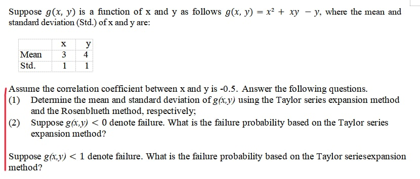 Solved Suppose g(x, y) is a function of x and y as follows | Chegg.com