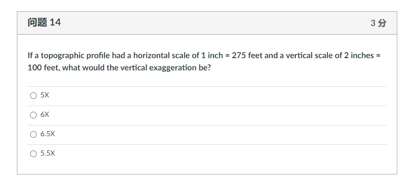 Solved 问题 10 39 Vertical scale exaggeration of a topographic | Chegg.com