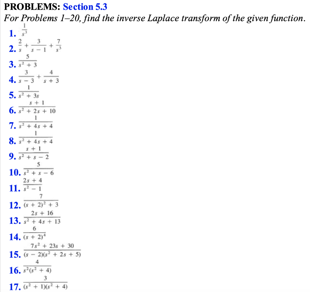Solved PROBLEMS: Section 5.3 For Problems 1–20, find the | Chegg.com