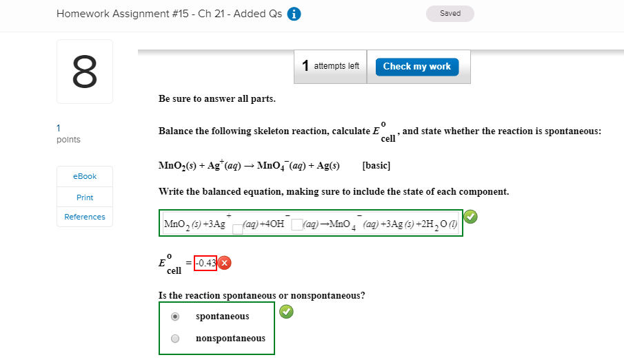 Solved Balance the following skeleton reaction, calculate E | Chegg.com